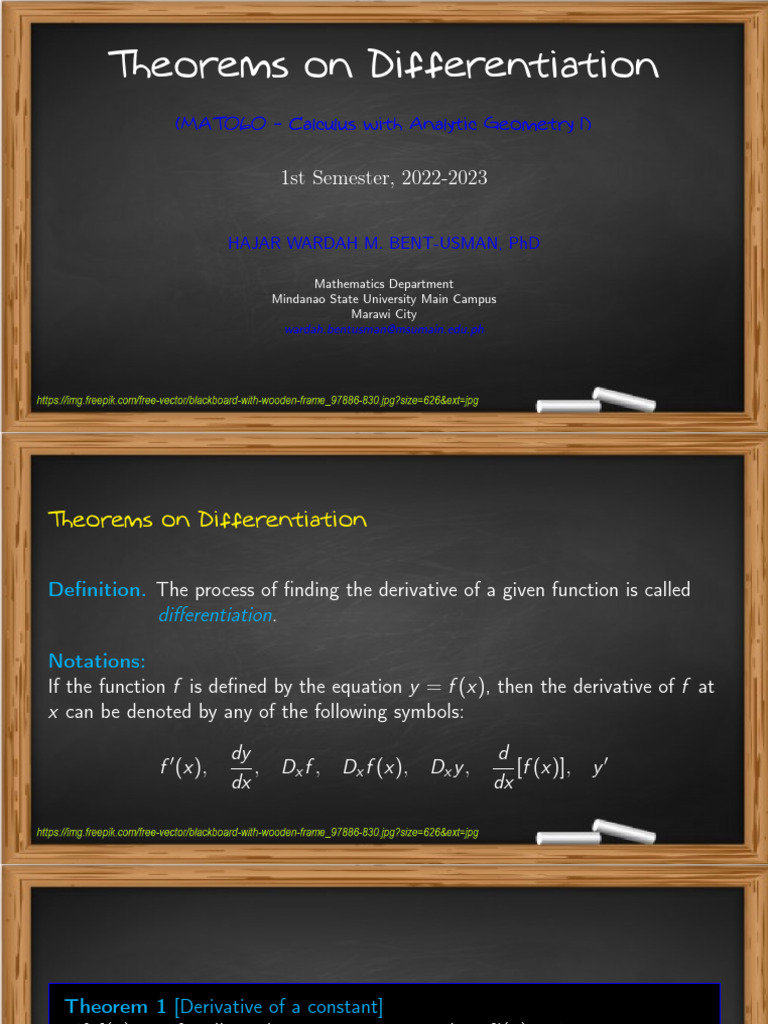 MAT060 11 Theorems On Differentiation-Bent-Usman | PDF | Derivative | Function (Mathematics)