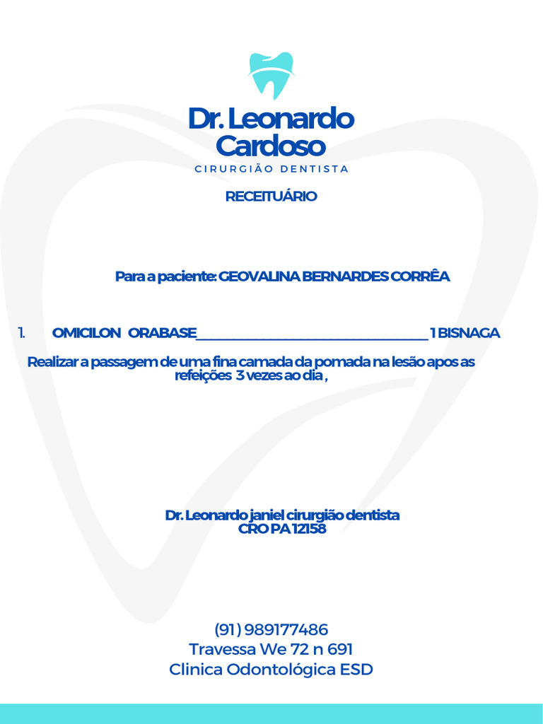 Receituário A4 Papelaria Dentista | PDF