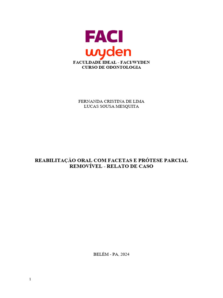 Cópia de TCC - FACI WYDEN | PDF | Odontologia | Dente humano