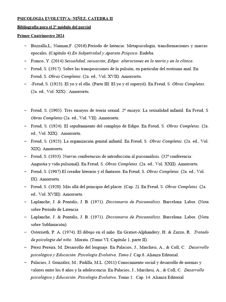 Bibliografia 2o Modulo de Parci Al 1C - 2024 | PDF | Sigmund Freud | Psicoanálisis