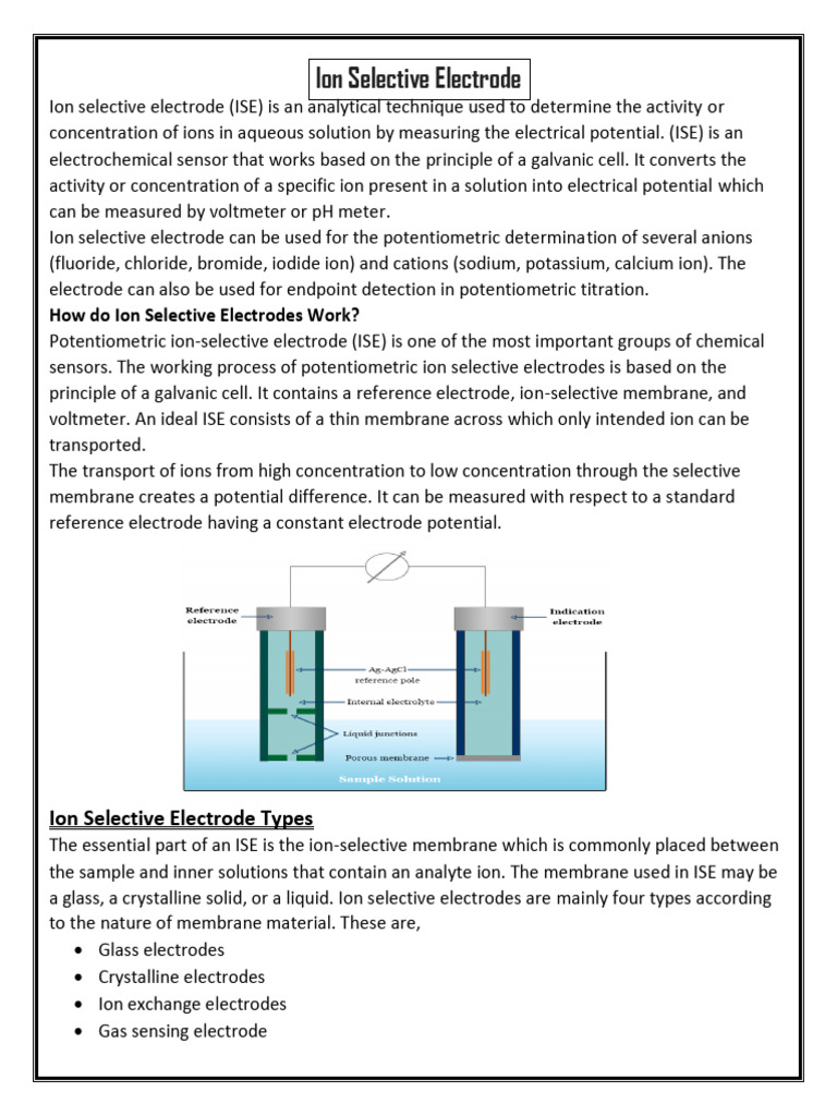 1 TYPES Ion Selective Electrode | PDF | Ion Exchange | Ion