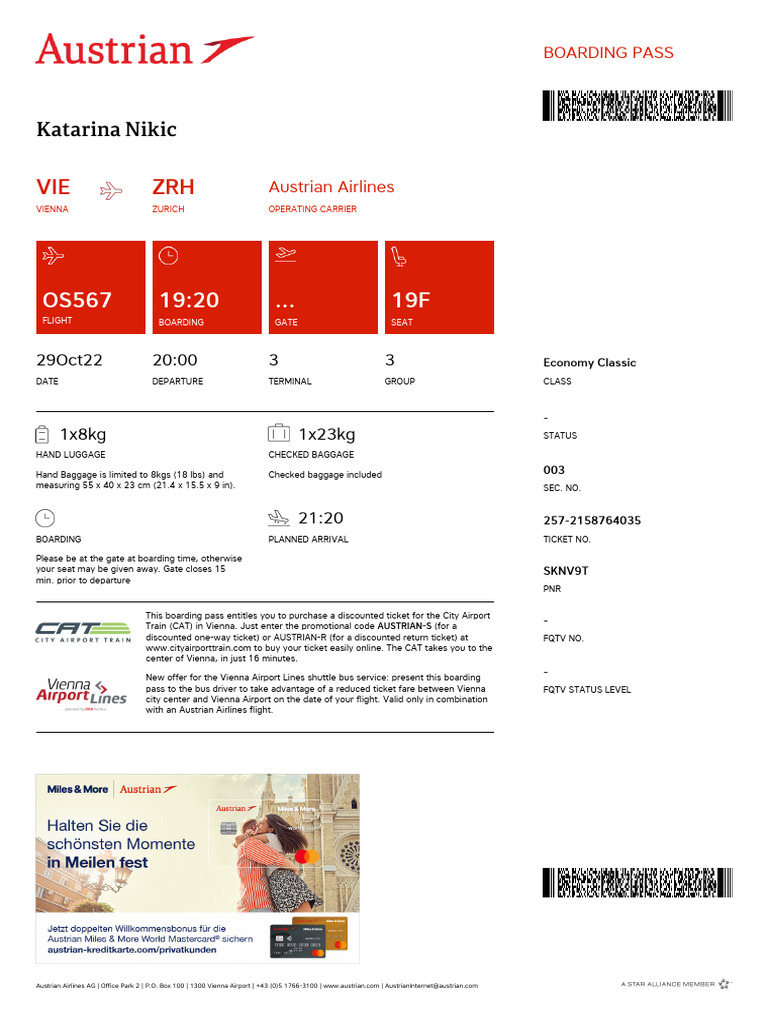 BoardingPass 20221027 221455 SKNV9T | PDF | Baggage | Frequent Flyer Program