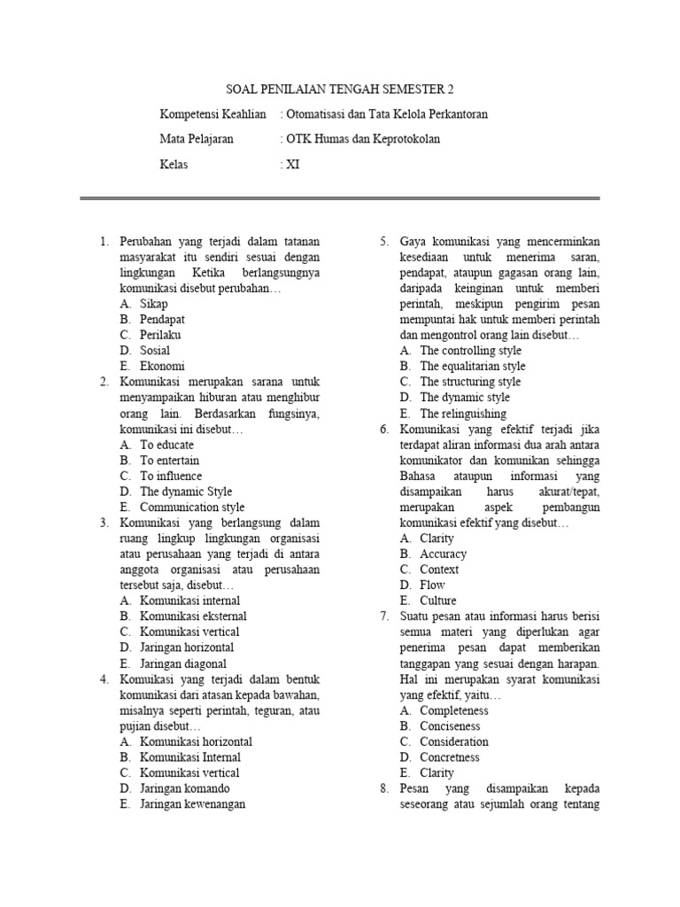 Latihan Soal PTS SMT 2 | PDF | Karier & Perkembangan