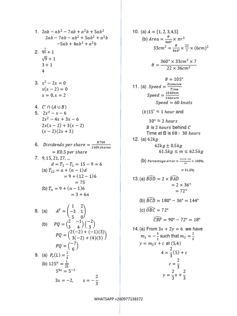 2021 Gce Mathematics Paper 1 | PDF