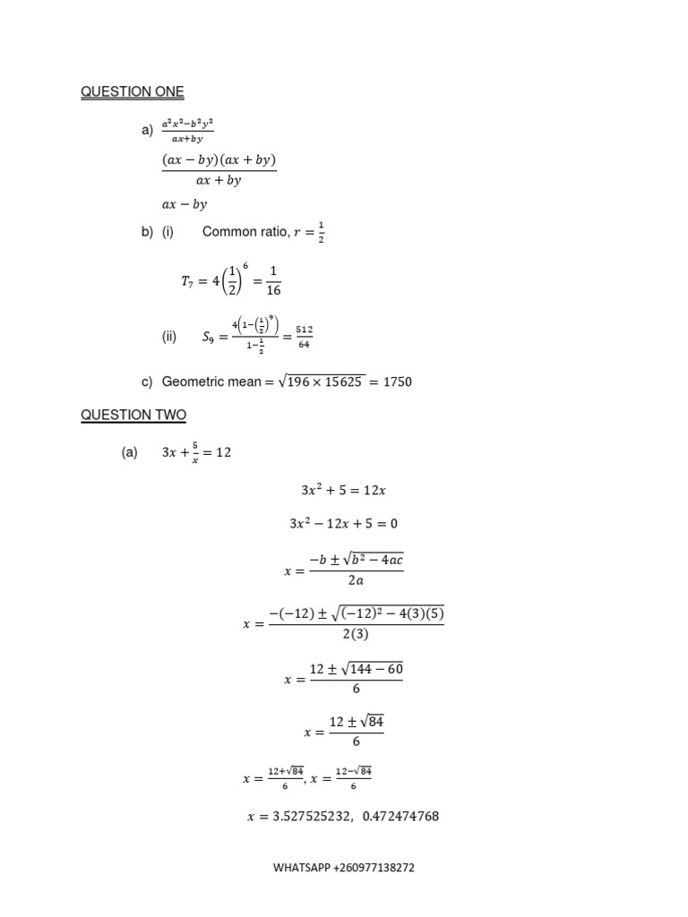 GCE 2021 Mathematics Paper 2 Solutions | PDF | Geometry | Differential ...