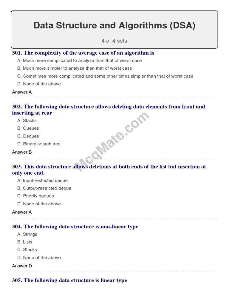 Data-Structure-And-Algorithms (Set 4) | Download Free PDF | Time Complexity | Algorithms