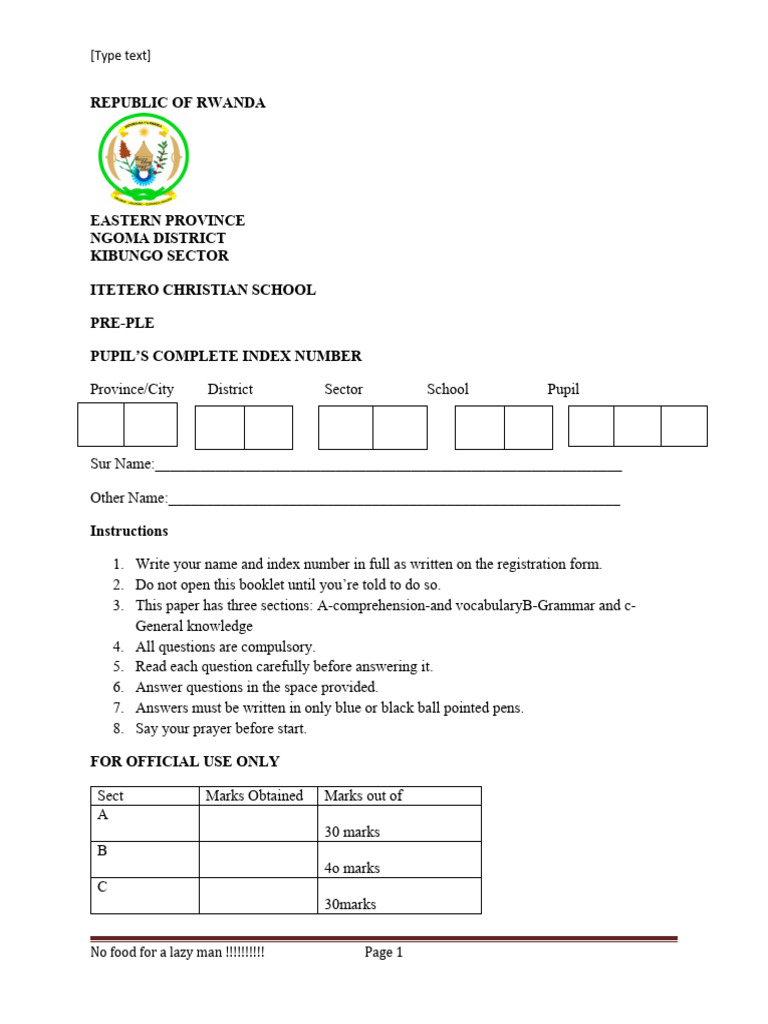 Pre-Ple Eng 2023 | PDF