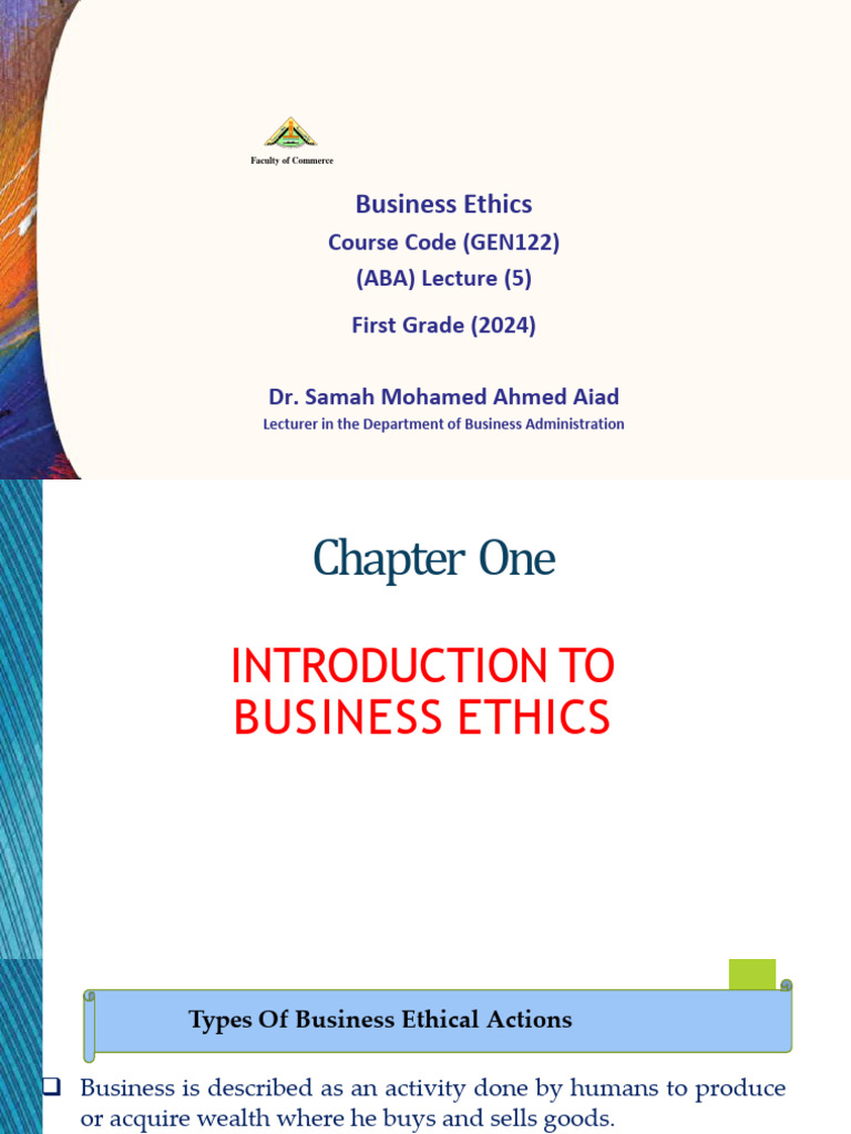 Business Ethics ABA 1st G Lecture | PDF | Business Ethics | Social ...
