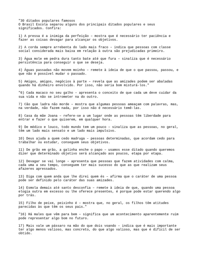 Ditados Populares | Download grátis PDF | Tempo | Pensamento