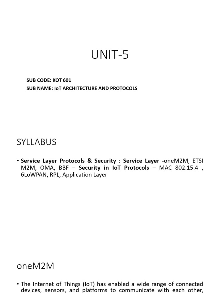Unit 5 | PDF | Internet Of Things | Computer Network