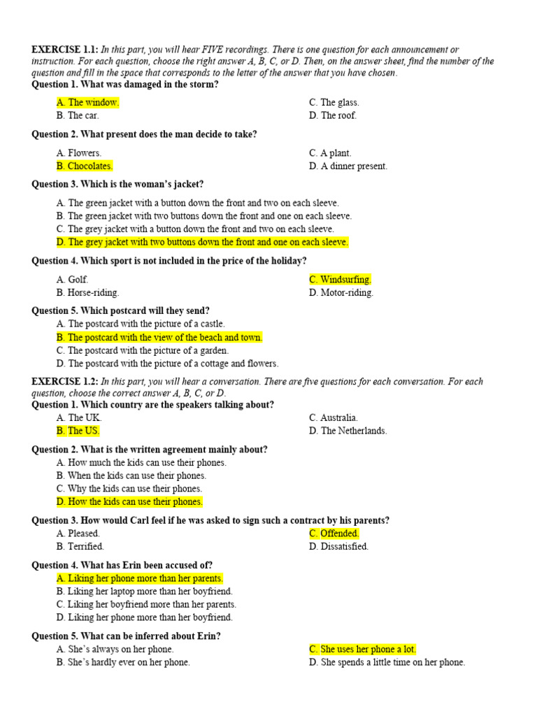 Listening Comprehension Exercises | PDF | Language Arts & Discipline