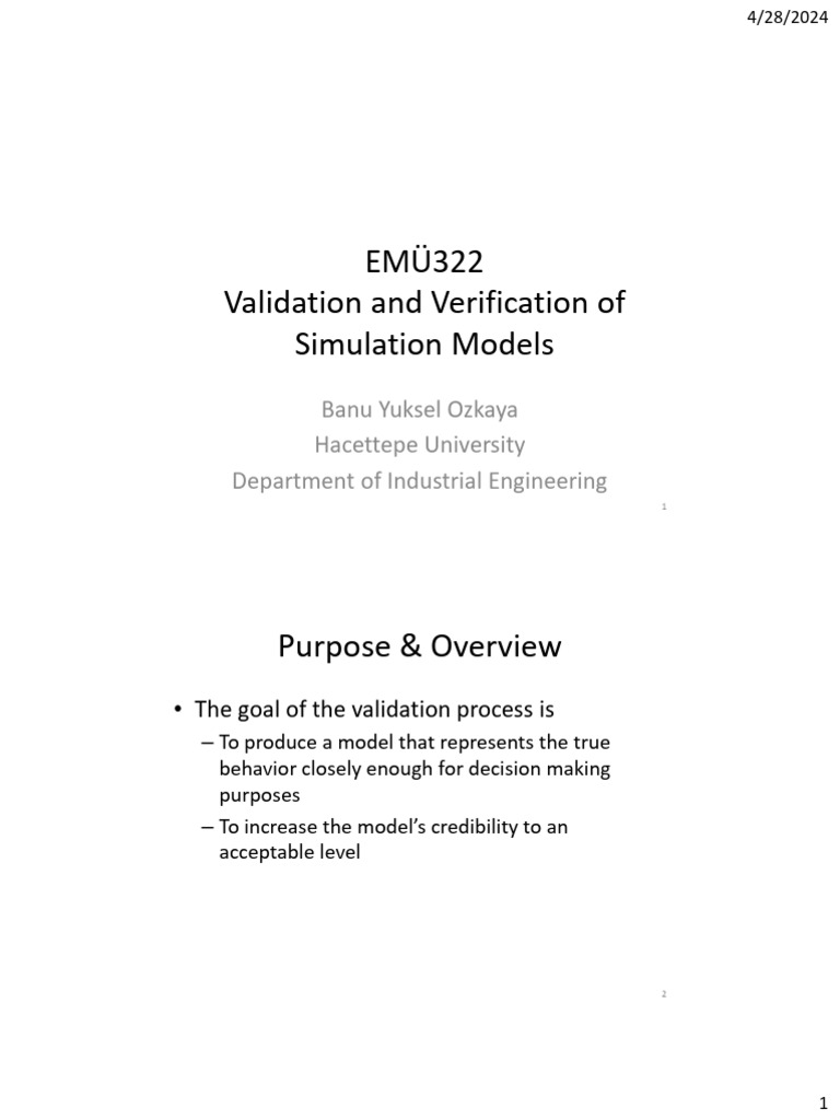 Validation and Verification | PDF | Conceptual Model | Simulation