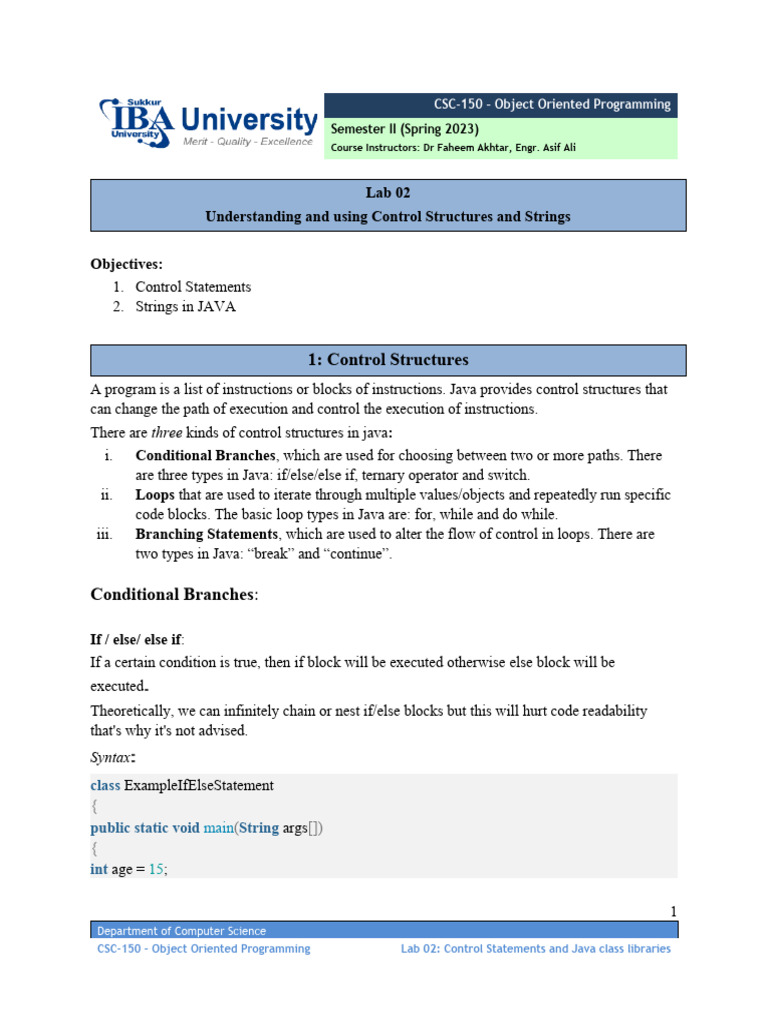 Lab 2 | PDF | Control Flow | String (Computer Science)