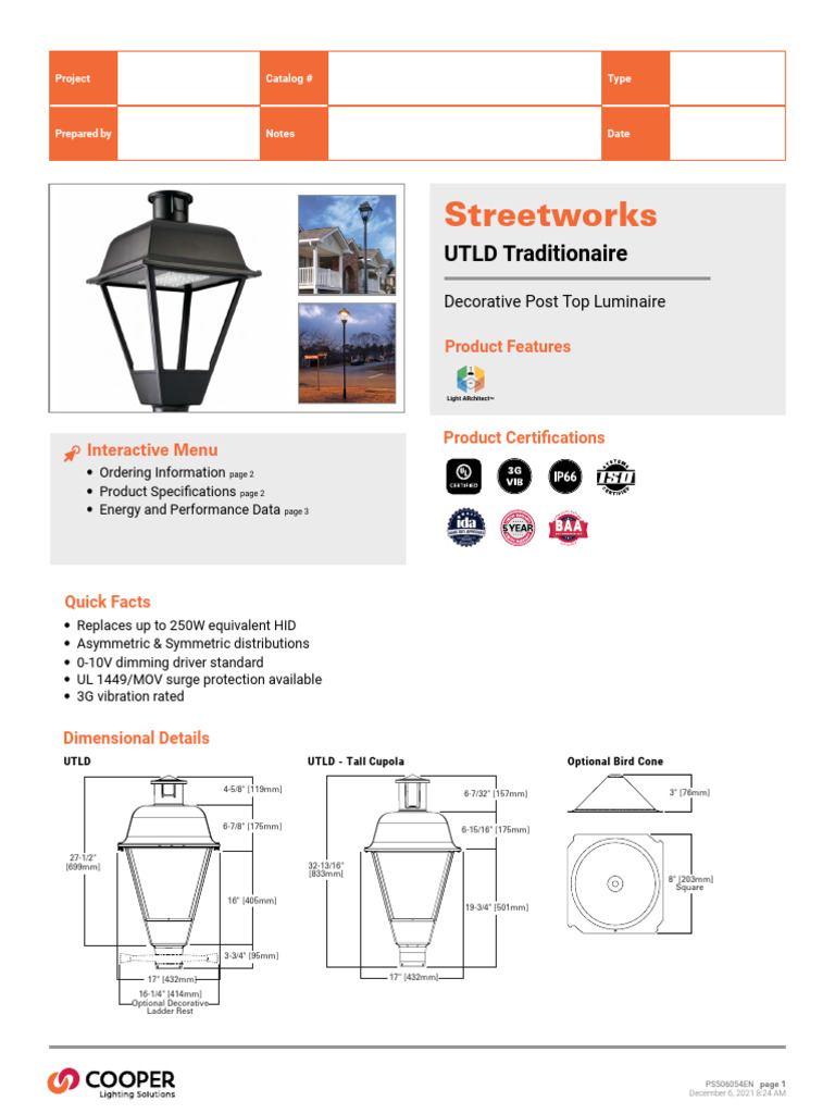 UTLD Streetworks Traditionaire Spec Rev December 06 2021 | PDF ...