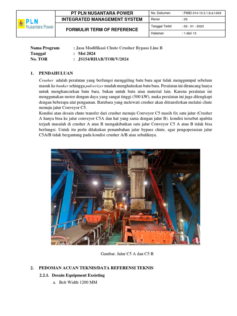 Modifikasi Bypass Chute Crusher B | PDF | Teknologi & Rekayasa