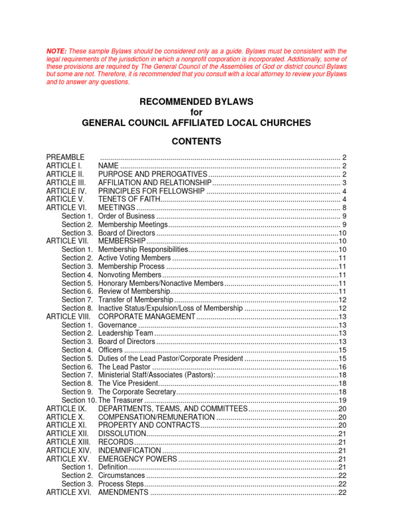 Recommended Bylaws for Local Churches | PDF | God The Father | Jesus