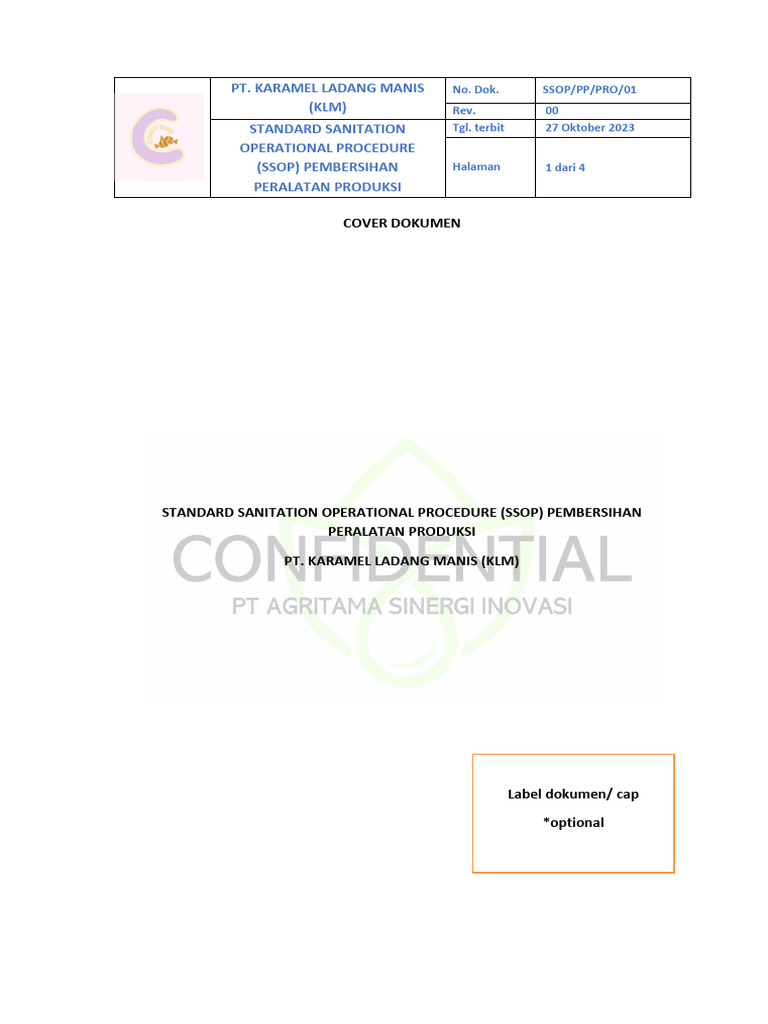 Contoh Dokumen SSOP (Level 2) | PDF