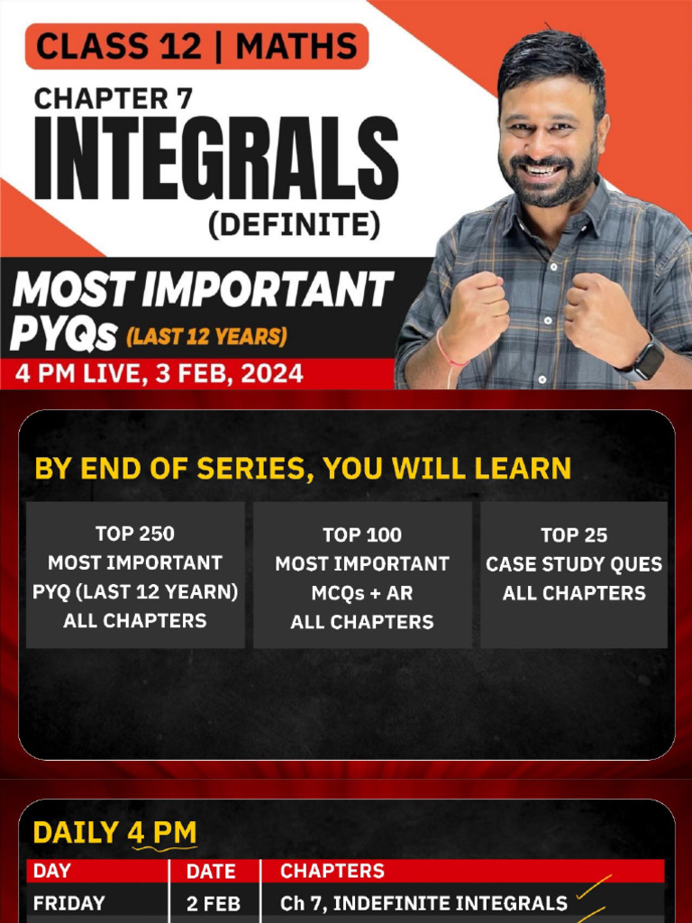 CH 7 Definite Integrals Most Important PYQs | PDF