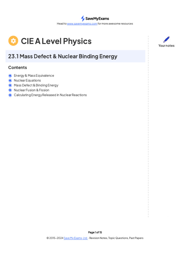 A-Level Physics: Nuclear Energy | PDF | Atomic Nucleus | Nuclear Physics