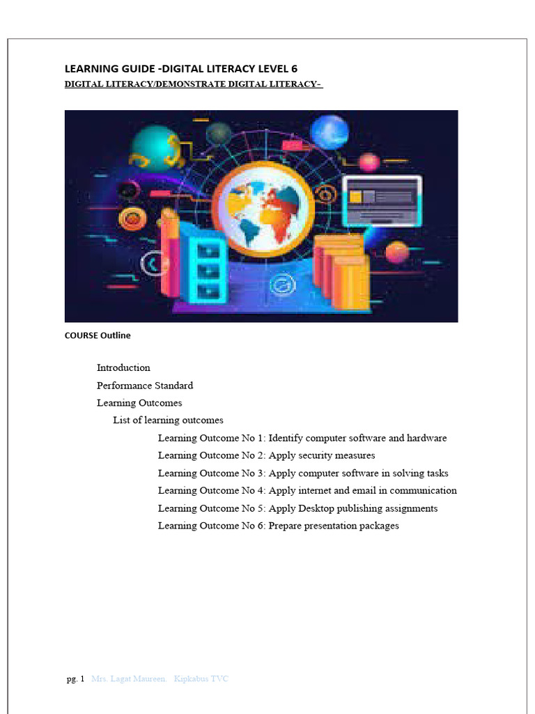 Digital Literacy Level 6 - Learning Guide | PDF | Operating System | Security