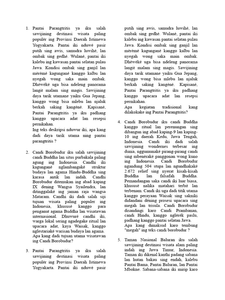 KLS 7 Latihan Soal B Jawa SMT 2 2024 | PDF