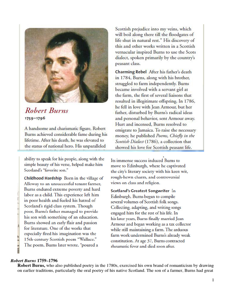 Pre-Romantic poets - Burns | PDF | Robert Burns | Romanticism