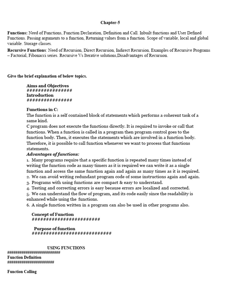 Unit 5 | PDF | Parameter (Computer Programming) | Scope (Computer Science) Unit 5 | PDF | Parameter (Computer Programming) | Scope (Computer Science)