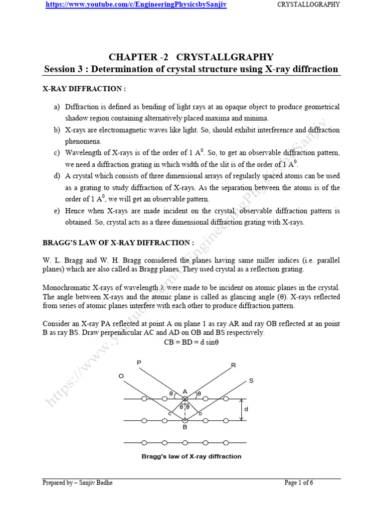 Crystallography Session 3 (Determintion of Crystal Structure Using X-Ray Diffraction) | Download ...