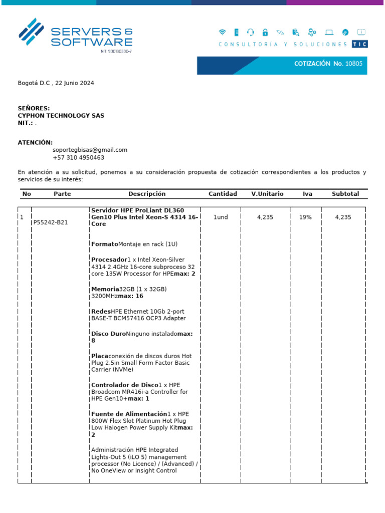 CotizacionSS 10805 | PDF | Empresas de informática de los Estados Unidos | Hardware de la ...