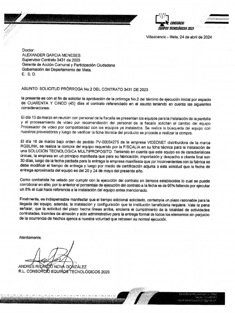 Prorroga 2 Contrato 3431 | PDF