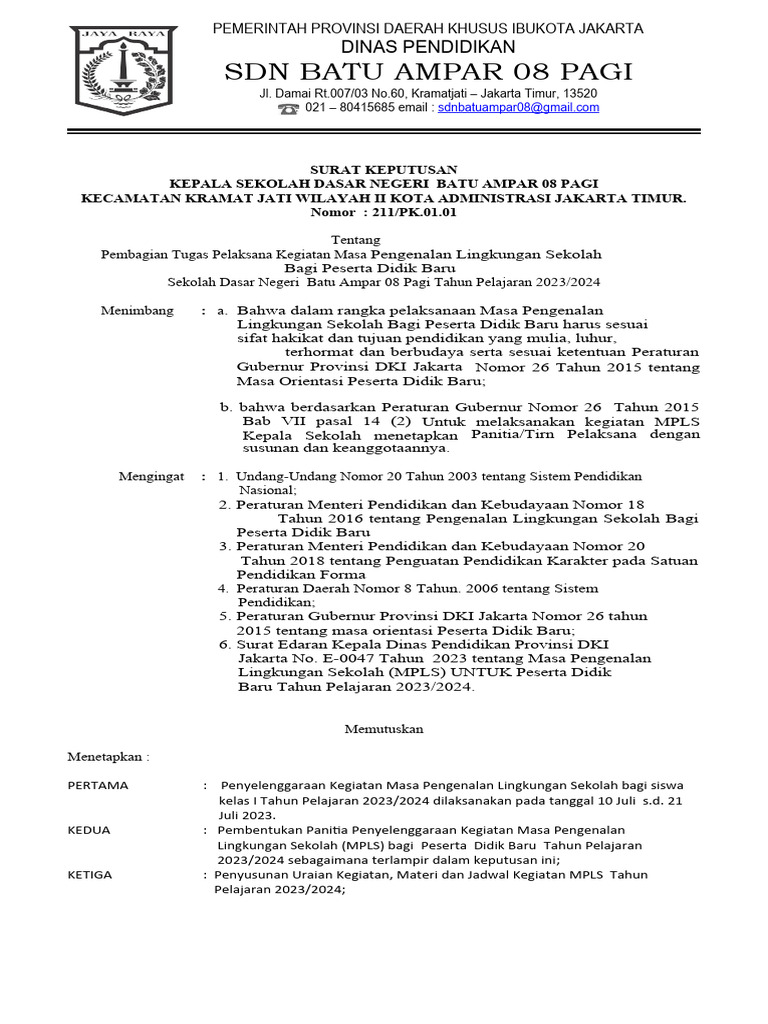 SK MPLS Tahun 2023-2024 | PDF