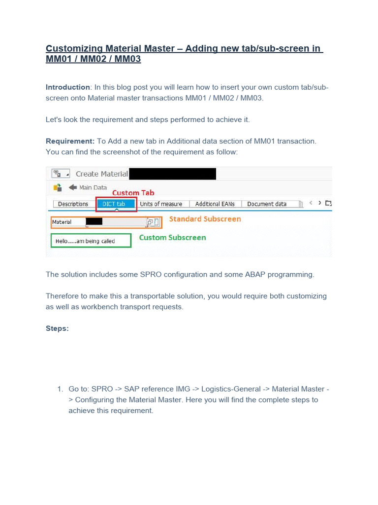 Enhancement of Material Master Data Mm01 | PDF | Software Development ...