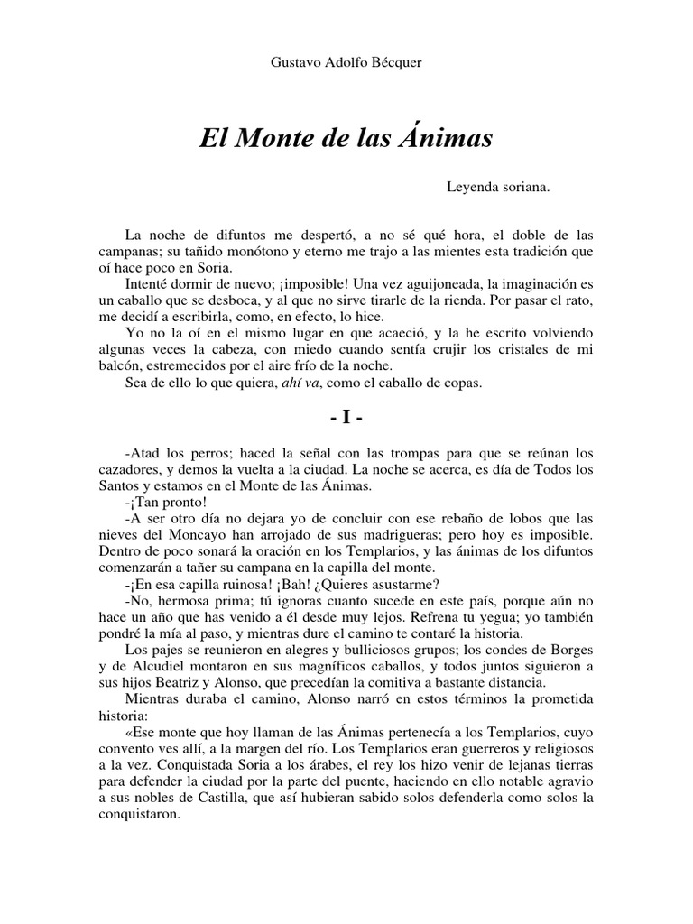 El+monte+de+las+ánimas+Gustavo+Adolfo+Bécquer | PDF