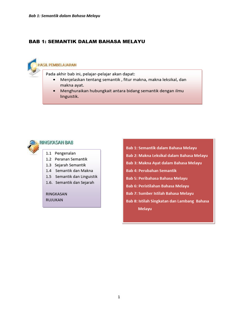 1 Sejarah Perkembangan Ilmu Semantik Dalam BM Nota | PDF