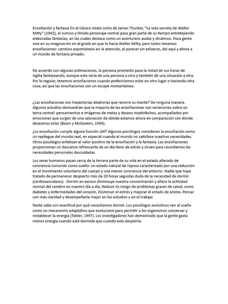 Ensoñación y fantasía En el clásico relato corto de James Thurber | Descargar gratis PDF | Sueño ...