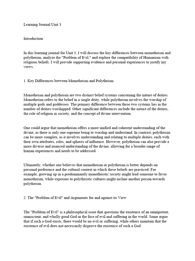 Learning Journal Entry For Unit 3 | PDF | Polytheism | Monotheism