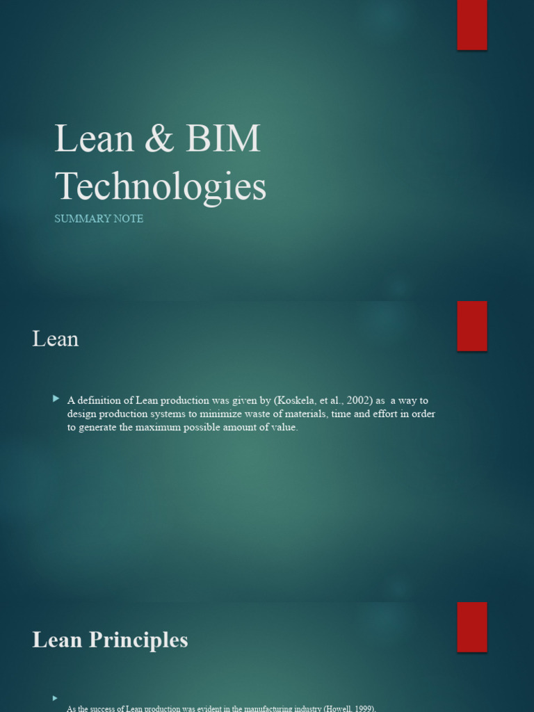 Lean & BIM Technologies | PDF | Building Information Modeling | Lean Manufacturing