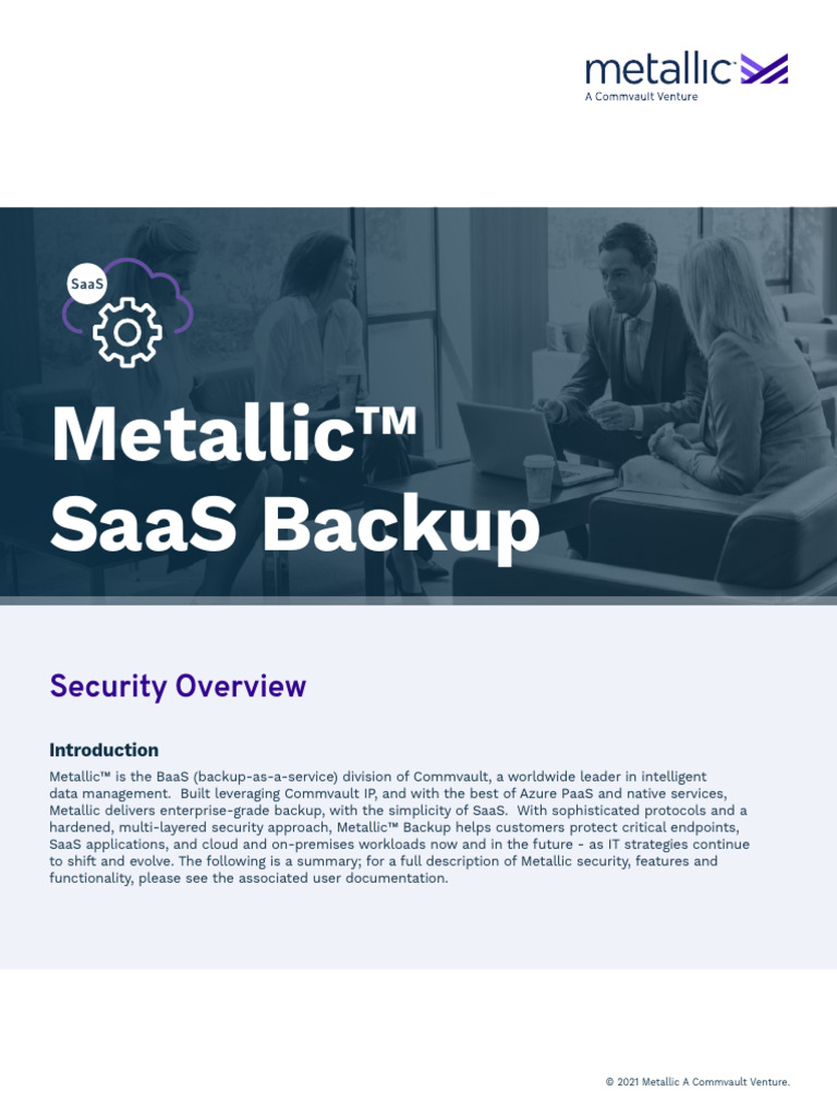 Metallic SaaS Backup - Security Whitepaper | PDF | Cloud Computing | Security