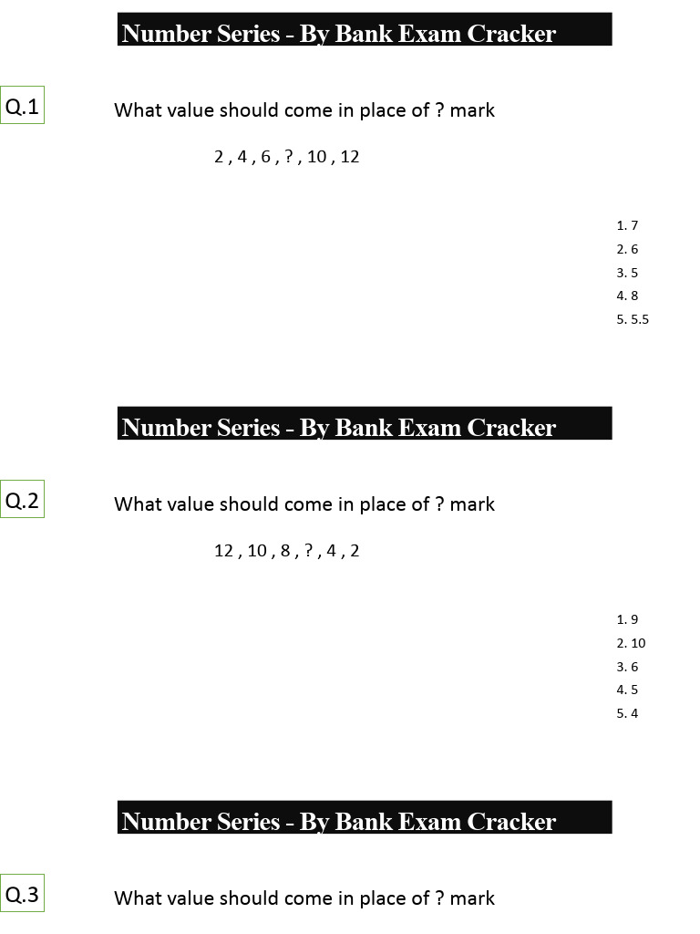 Number Series Questions for Bank Exams | PDF