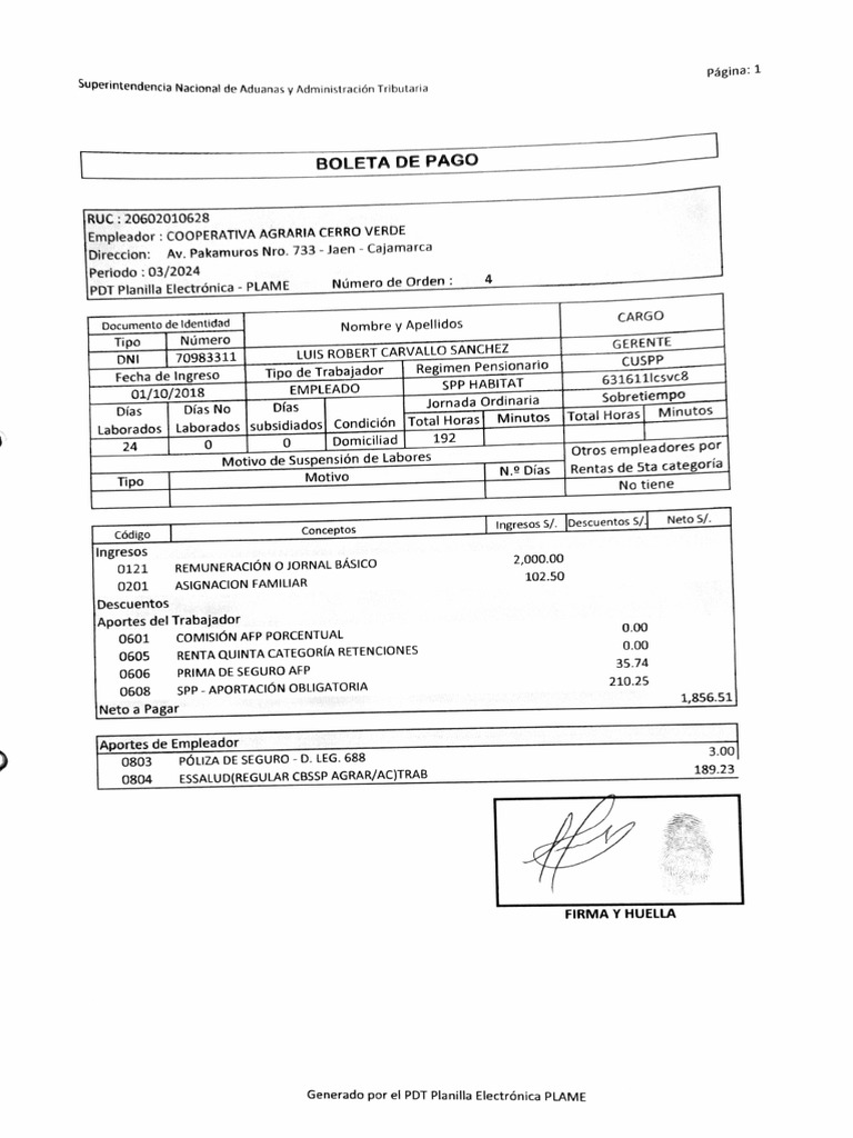 1.2.1 BOLETA DE PAGO A TRABAJADORES | PDF
