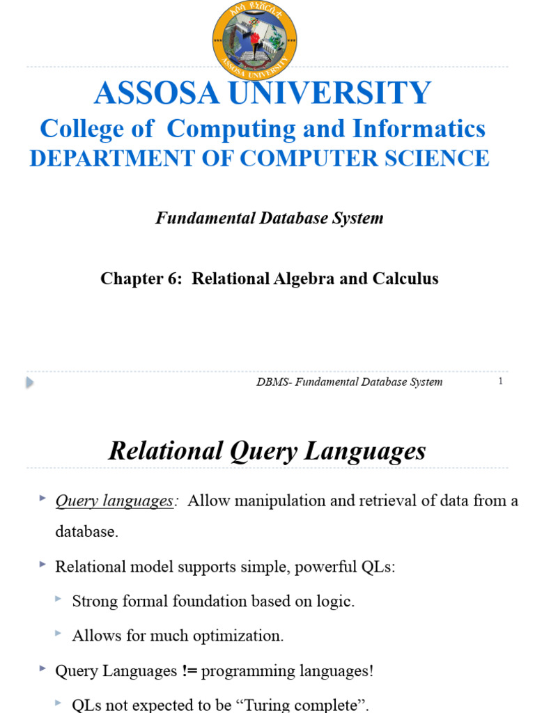 Chapter 6-Relearional Algebra and Calcules (Autosaved) | PDF | Relational Model | Databases