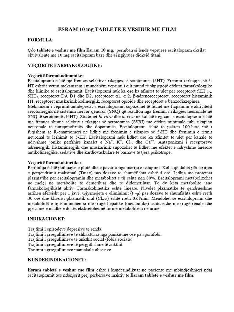 Esram 10mg 28 Film Coated Tablets Medication Guide | PDF