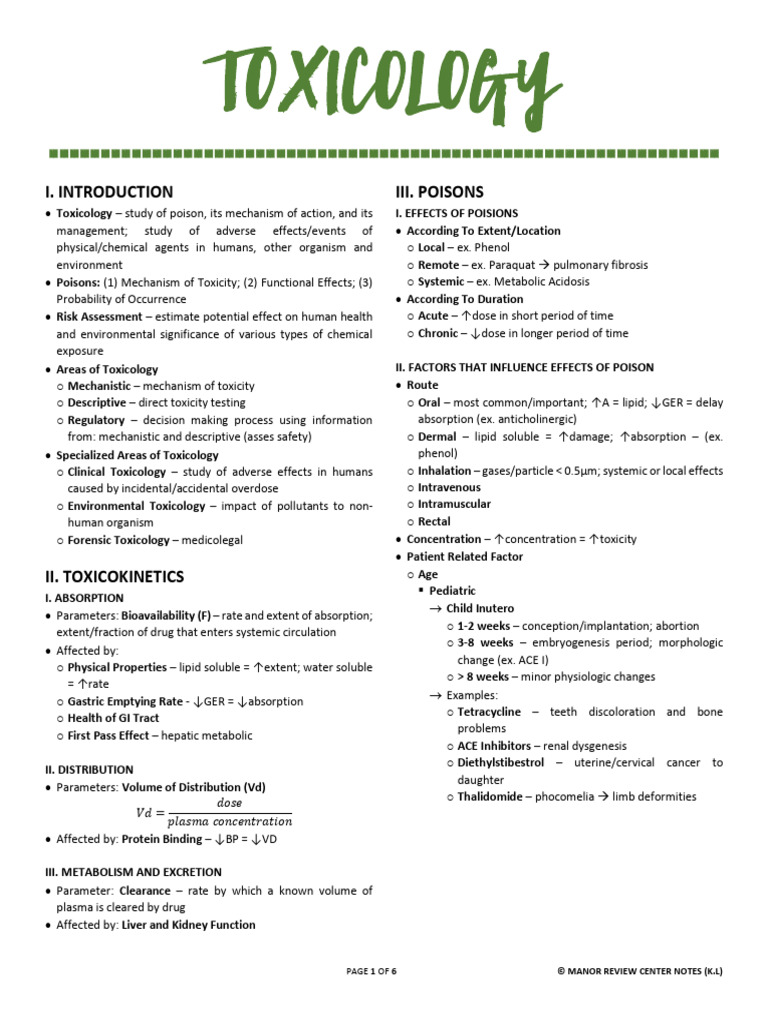 TOXICOLOGY | PDF | Toxicology | Vomiting