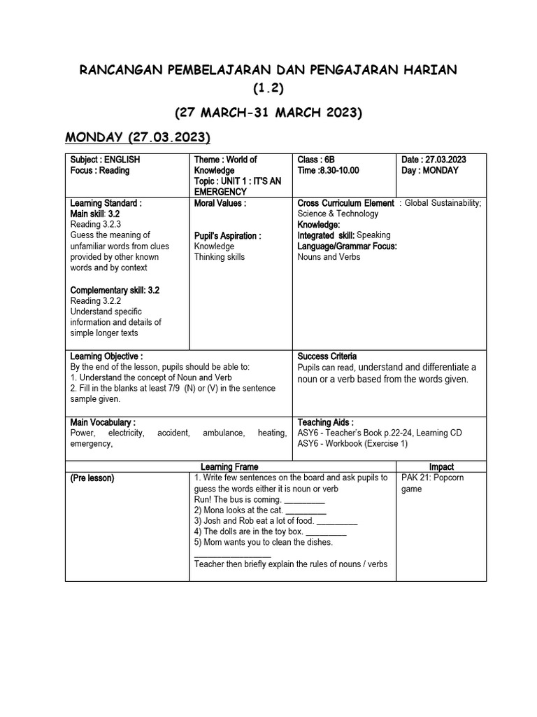 RPH INTAN 1.2 | Download Free PDF | Vocabulary | Teachers