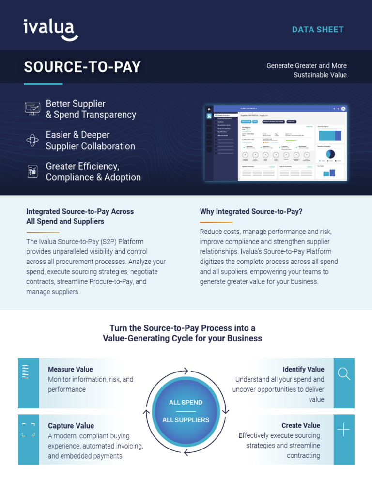 Ivalua Source To Pay Data Sheet | PDF | Procurement | Supply Chain