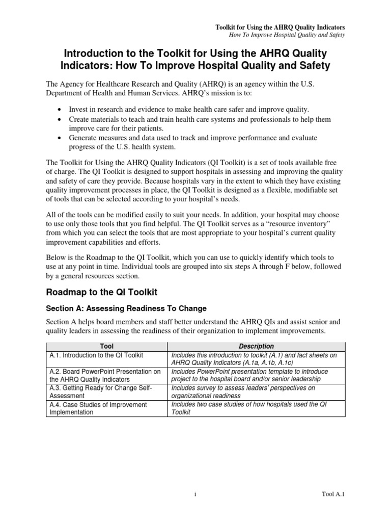 Quality Toolkit AHRQ Quality Indicators- How To Improve Hospital ...