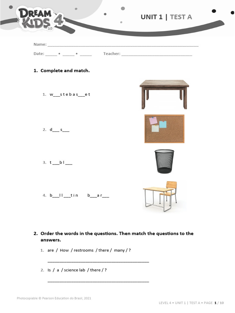 Level 4 Unit 1 Test A Worksheet | PDF | Career & Growth