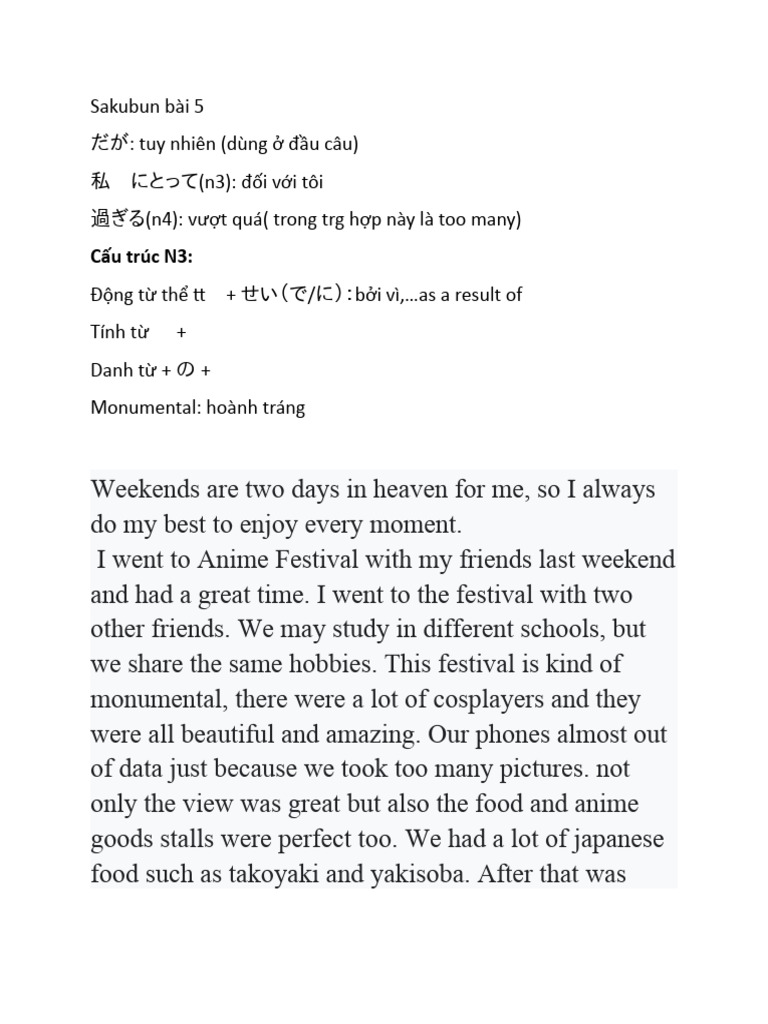 Sakubun Bài 5 | PDF