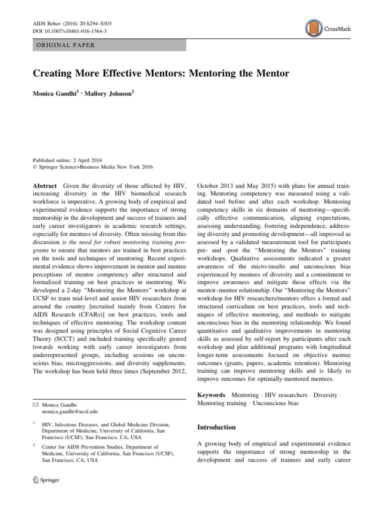 Mentoring The Mentor | PDF | Mentorship