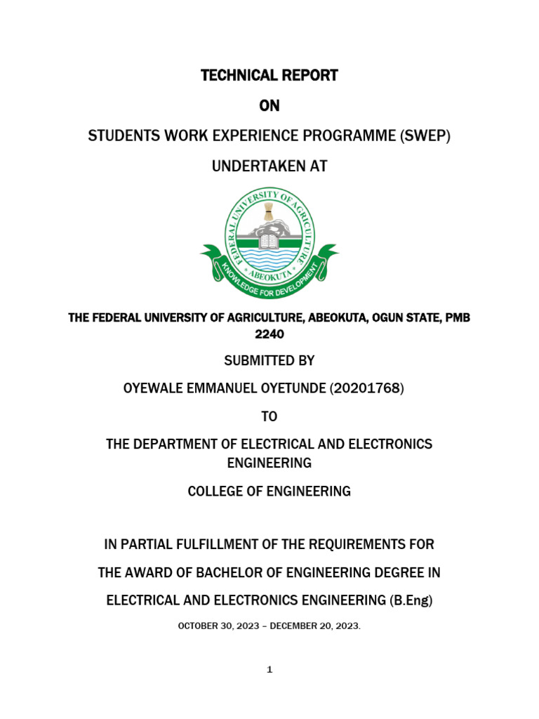 SWEP TECHNICAL - REPORT Final | PDF | Computer Network | Telecommunications